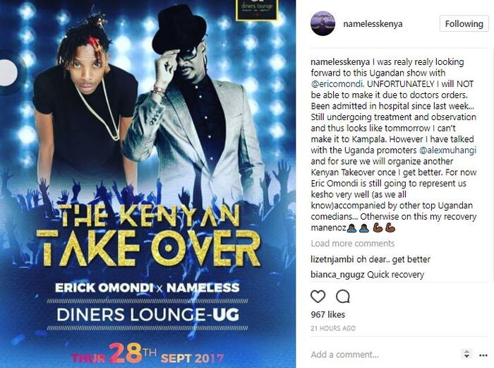 Kenyan Musician Nameless Hospitalised - Kenyans.co.ke